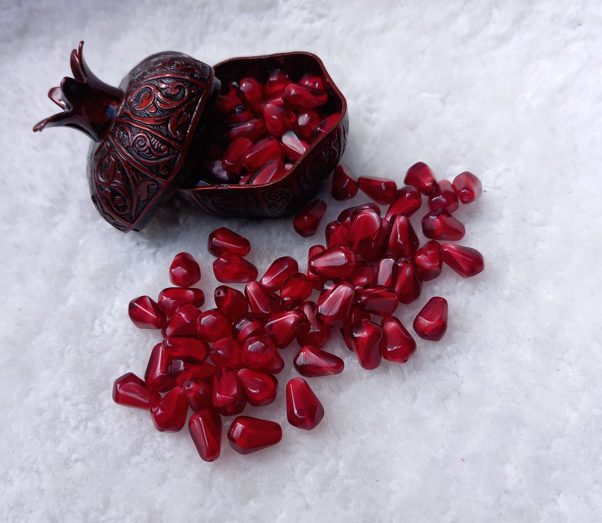 Pomegranate Seeds, Red / Ruby Color, Full Drill 1.2mm-size 1.2cm X 1 Cm ...
