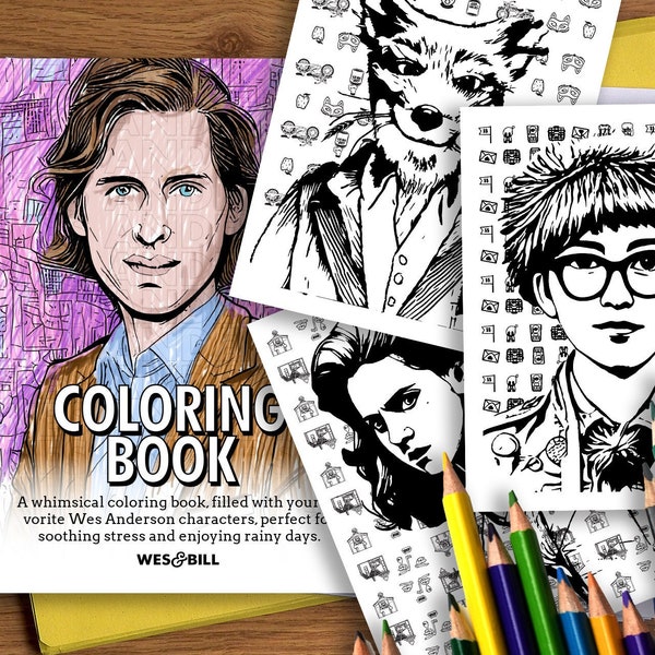 Wes Anderson Coloring Pages - Etsy