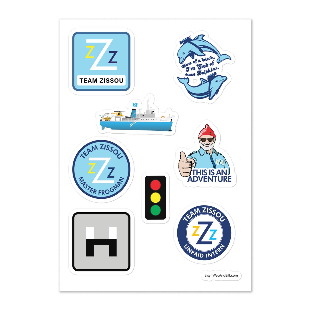 Steve Zissou Wes Anderson Sticker Sheet, Life Aquatic Decor, Unique ...