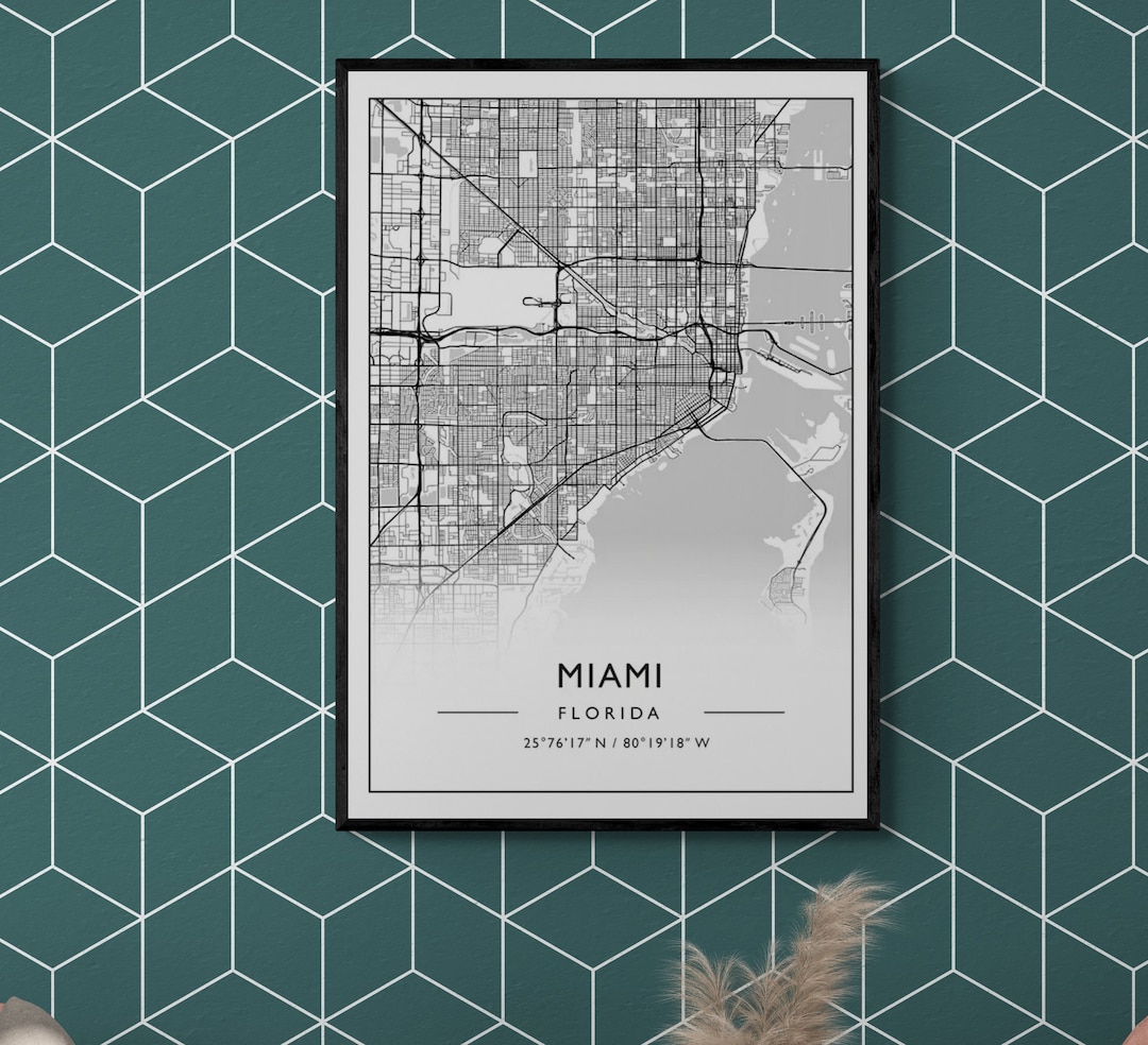 City Poster Miami City Map Miami City Map Map Poster Miami City Map ...