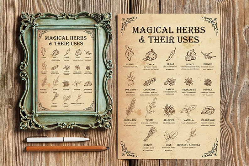 Magical Herbs Poster - Printed Version - Witch, Magickal Herbs Poster ...