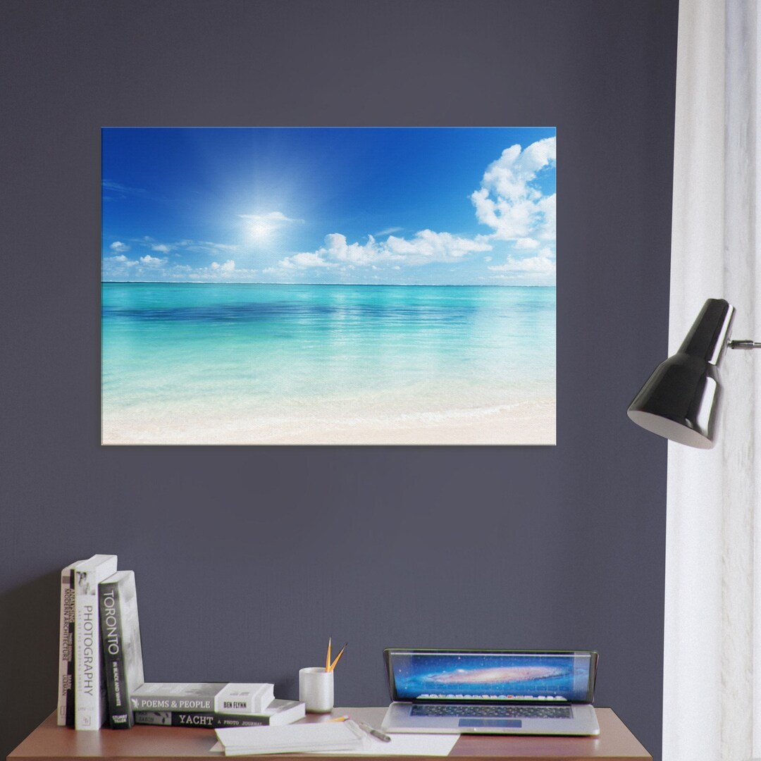 The Caribbean Canvas Print High-quality Vivid Tropical Blue Beach ...