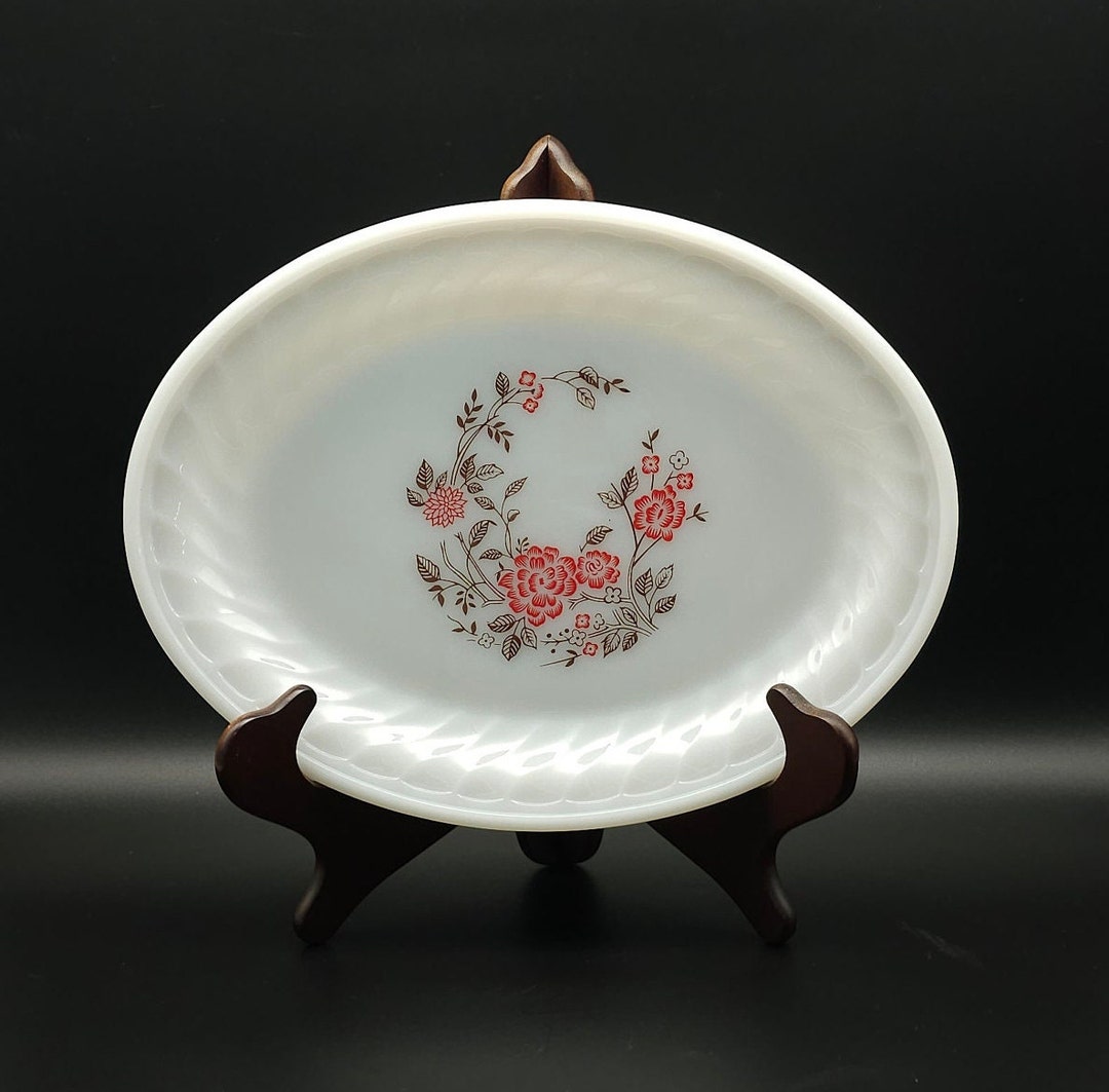 Termocrisa Mexico Serving Dish - Flowers - Vintage - Milk Glass - Made ...