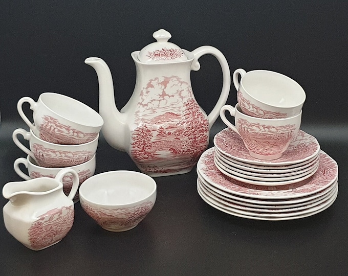 Vintage Myott of Staffordshire English Pink & Red 11.5 Serving Platter ...