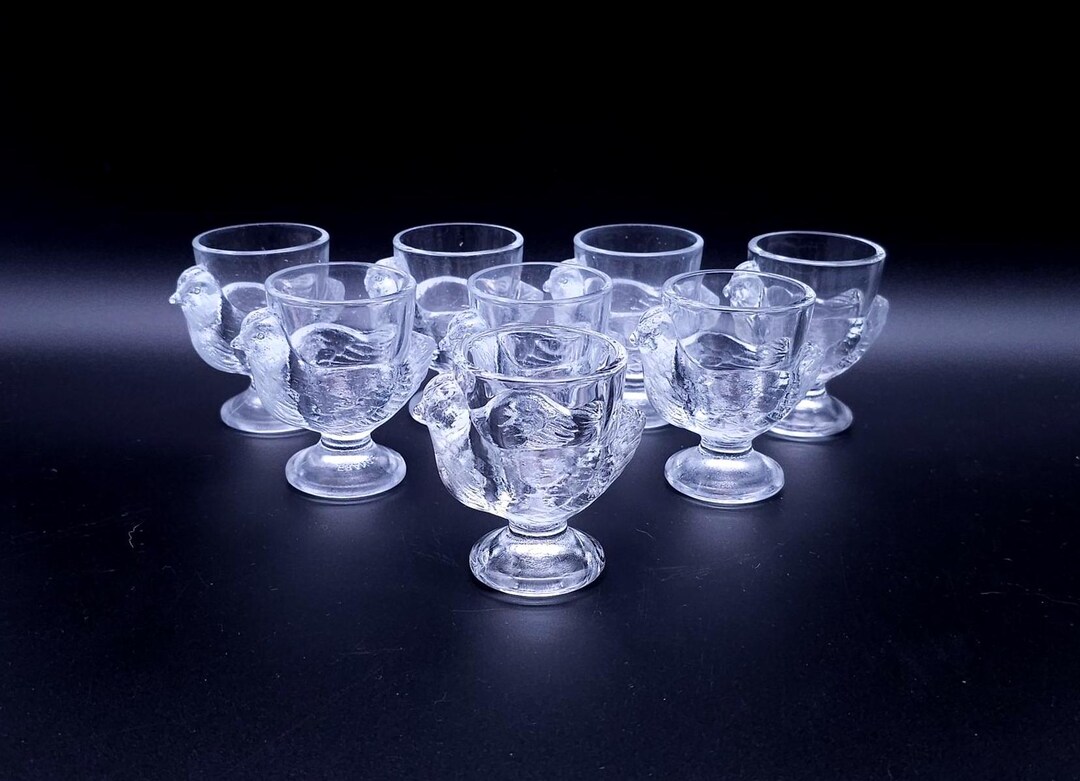 Vintage Arcoroc Egg Cups - Arcoroc Glass - Chickens - Set of 8 - France ...