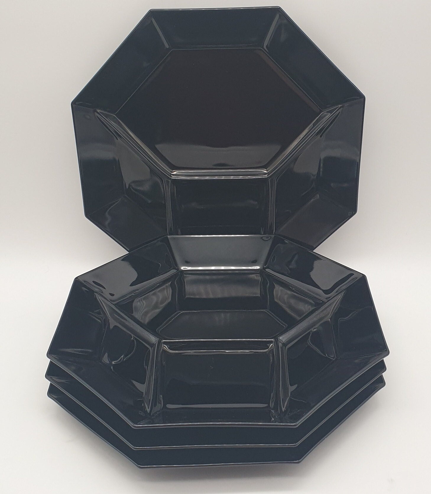 Black Vintage Arcoroc Gourmet Plates - BBQ Plates - Made in France ...