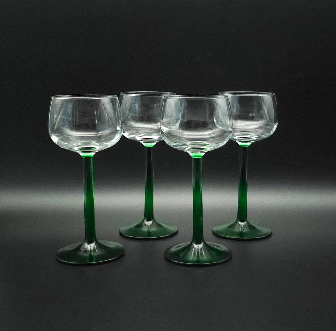 Arcoroc France Wine Glasses - Green Base - Made in France - Etsy Australia