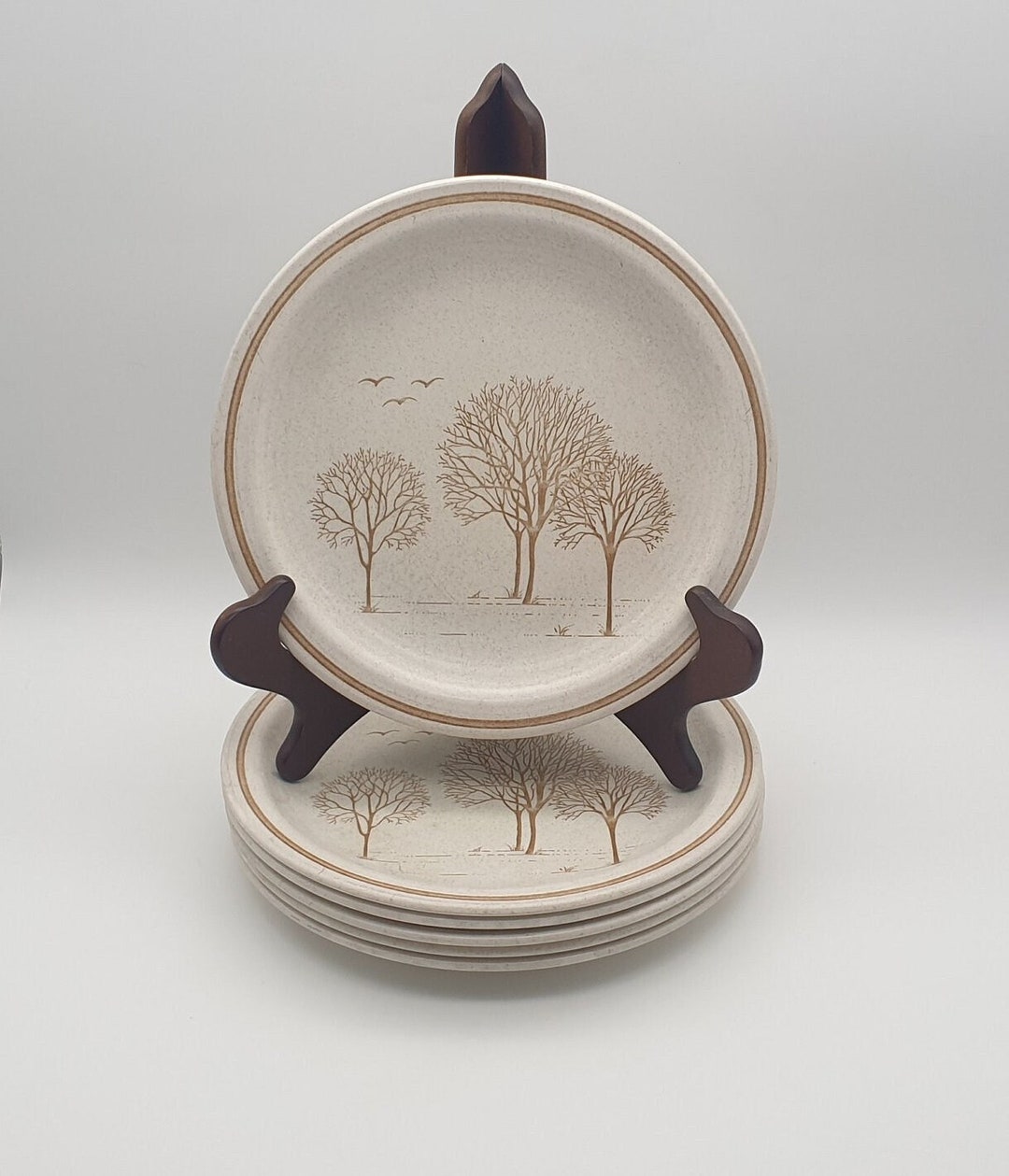 Churchill Trees Dinner Plates Homespun 70s 80s Set of 6 Made in England ...