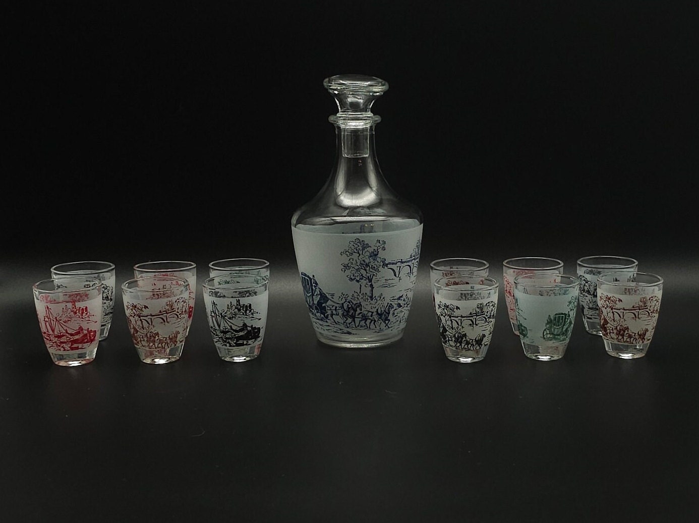 Vintage Luminarc France Liqueur Set - Carafe - Liqueur Glasses - Set of ...