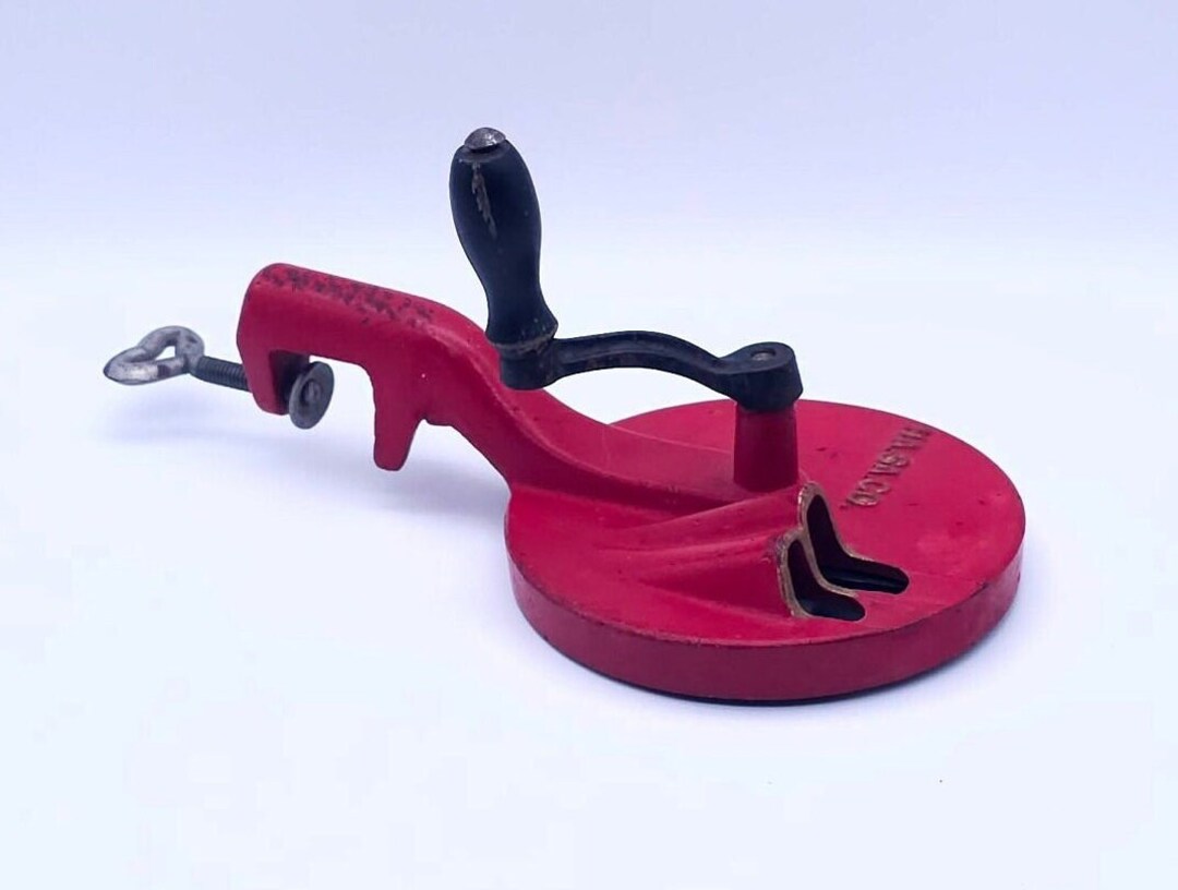 Vintage Ha.sa.co Bean Slicer - Kitchen Decor - Red - Hand Crank Bean ...