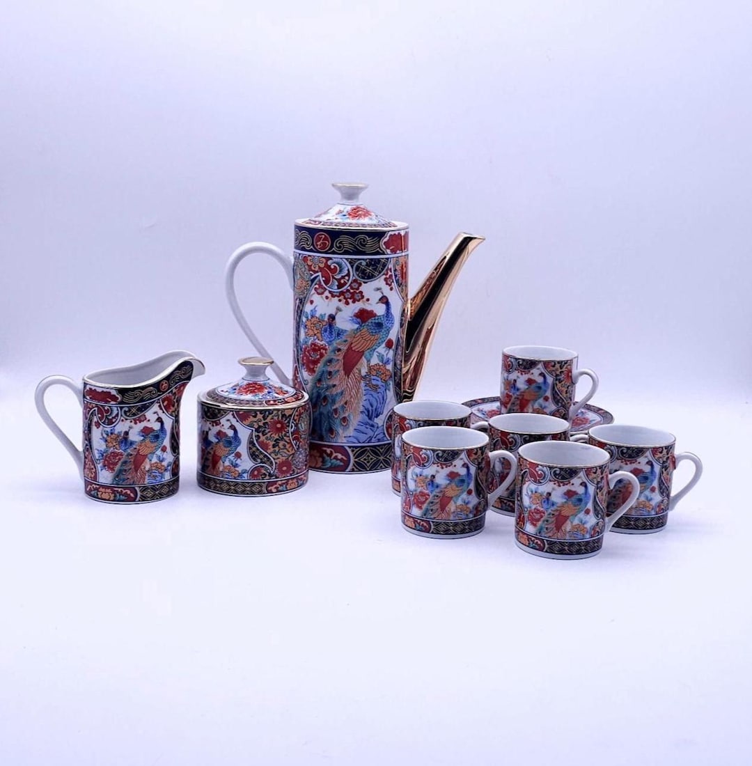 15-piece Imari Arita Japanese Tableware - Peacock Coffee or Tea Set ...