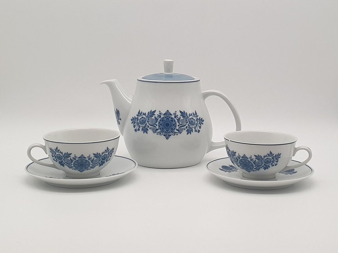 Vintage Mosa Tea/coffee Set Dutch Blue White Teapot & Cups With Saucer ...