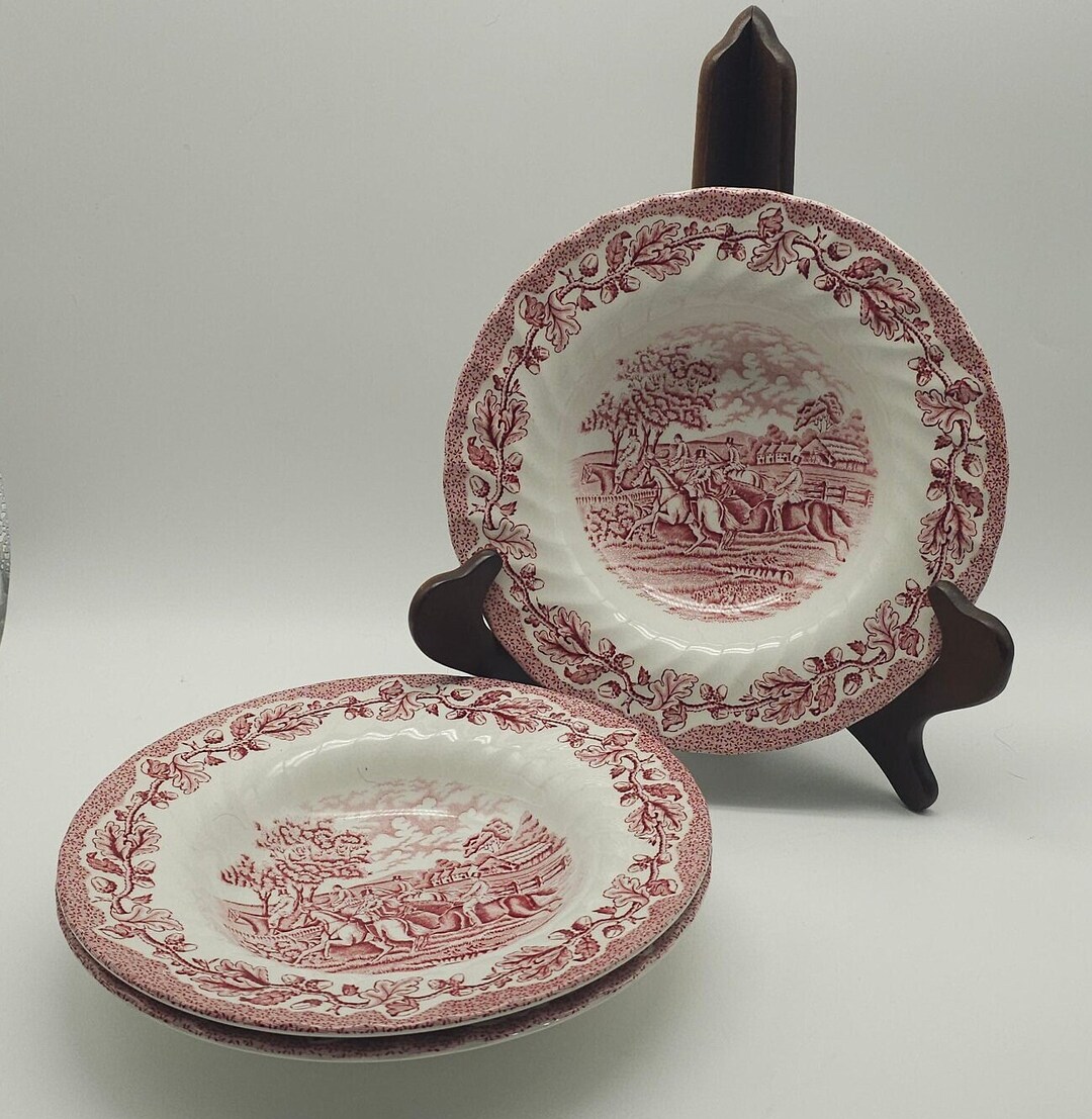 Myott Country Life Soup Plates Red Red Transfer Made in England Hunting ...