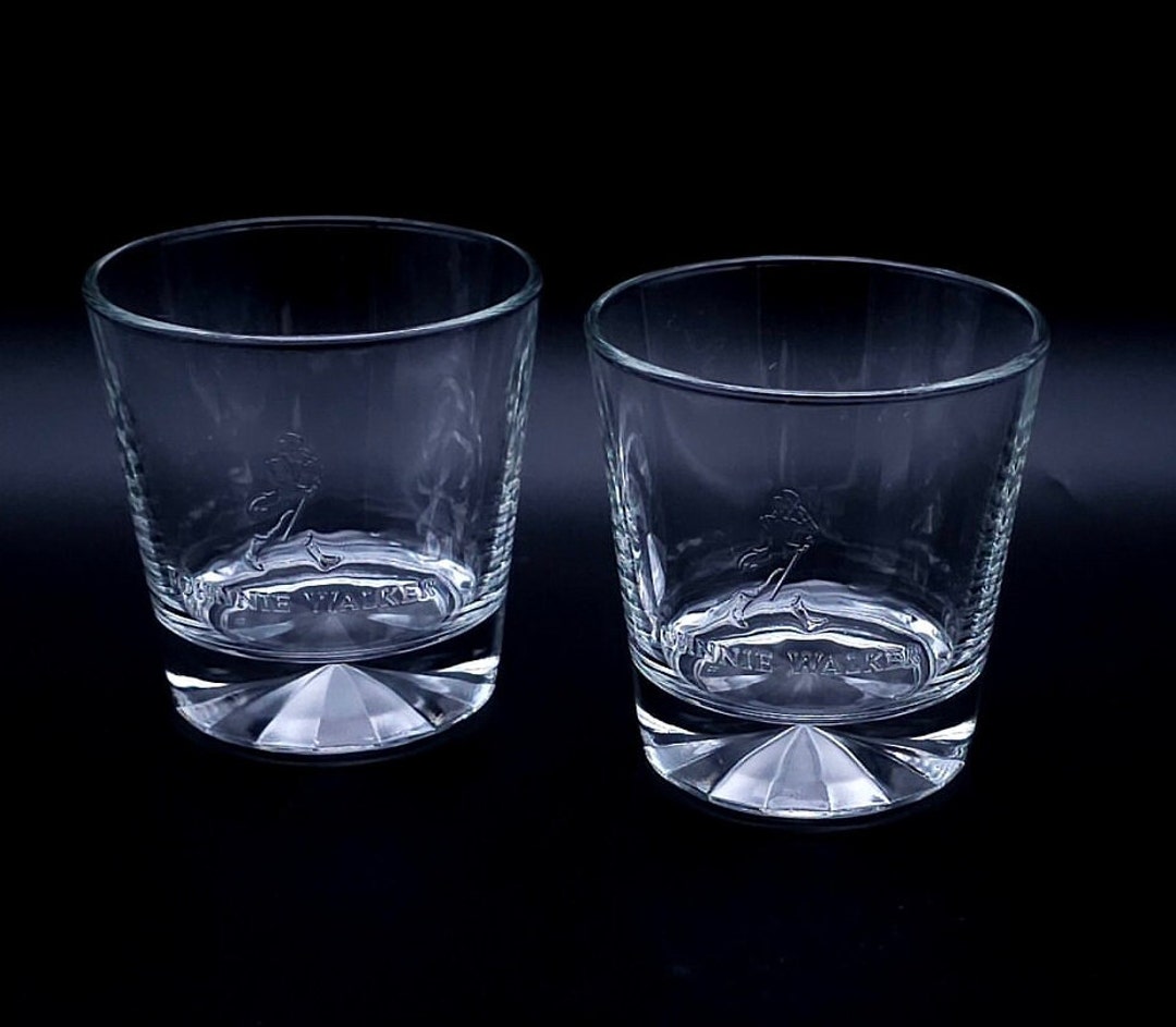 Vintage Johnnie Walker Whiskey Glasses Diamond Rocks Glass Set of 2 - Etsy