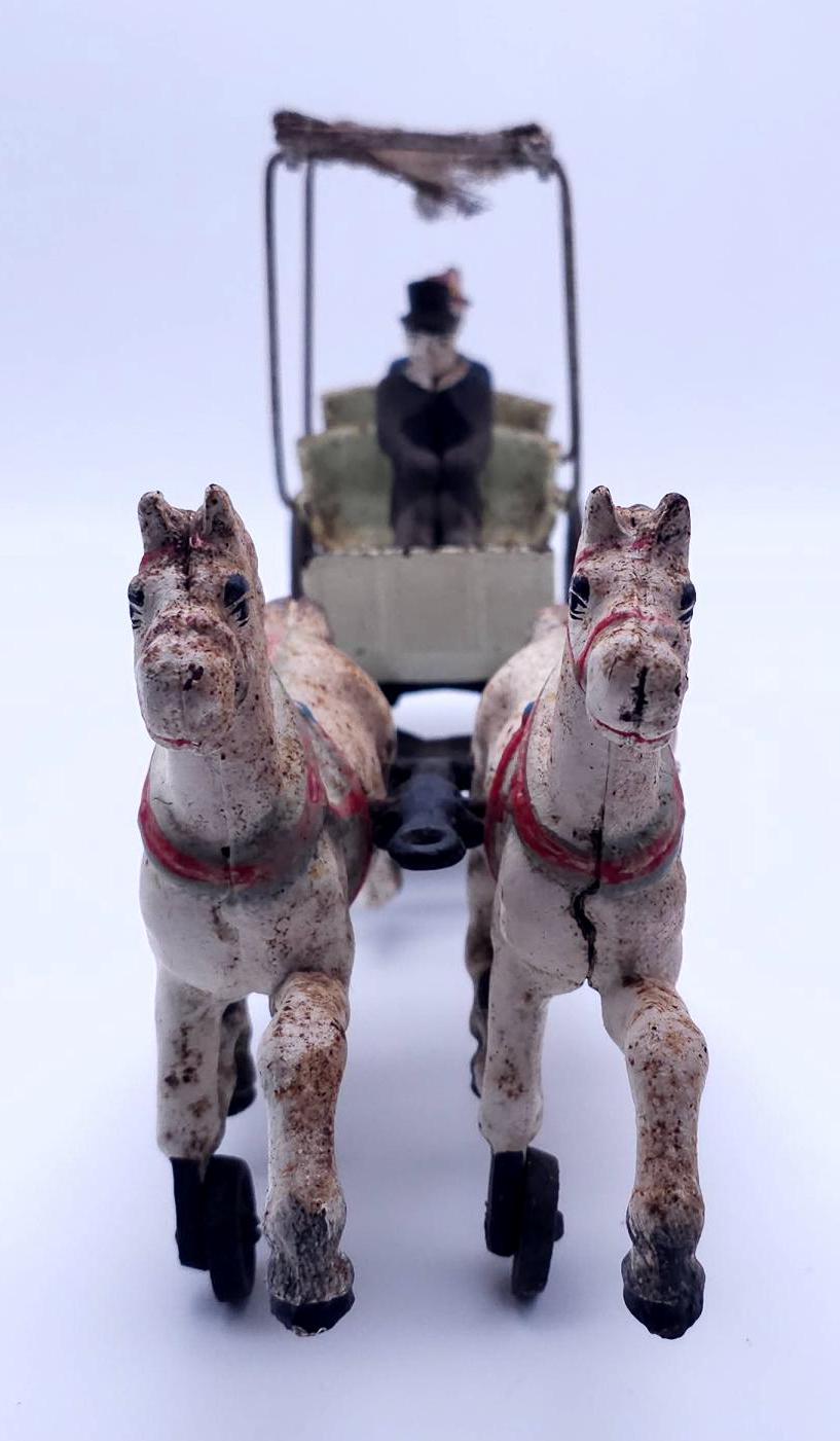 Hubley Mfg. Co. Cast Iron Horses With Carriage - Old Toys - Antique ...