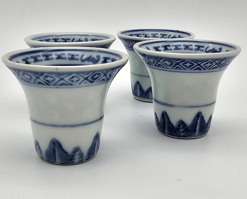 Vintage Chinese Rice Grain Pattern Tea Set - Hot Sake - Gong Fu Tea Set ...