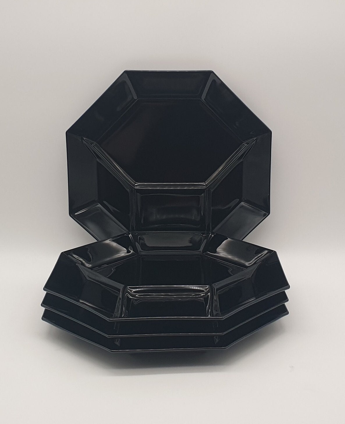 Black Vintage Arcoroc Gourmet Plates - BBQ Plates - Made in France ...
