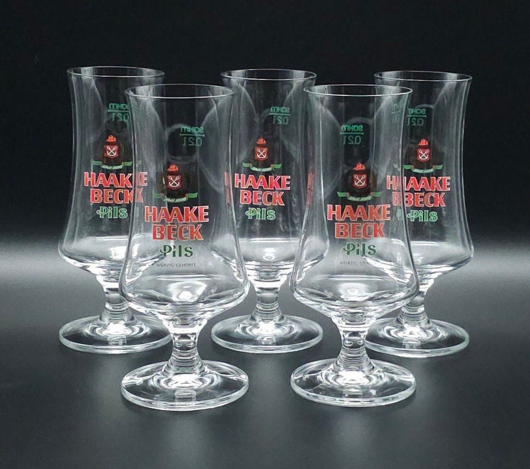 Haake Beck Pils Beer Glasses Vintage Set of 5 - Etsy