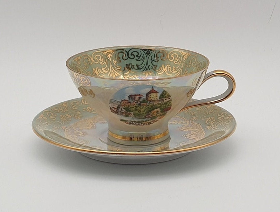 GVD Real Gold Espresso Cup With Saucer Kufstein Green Gold - Etsy