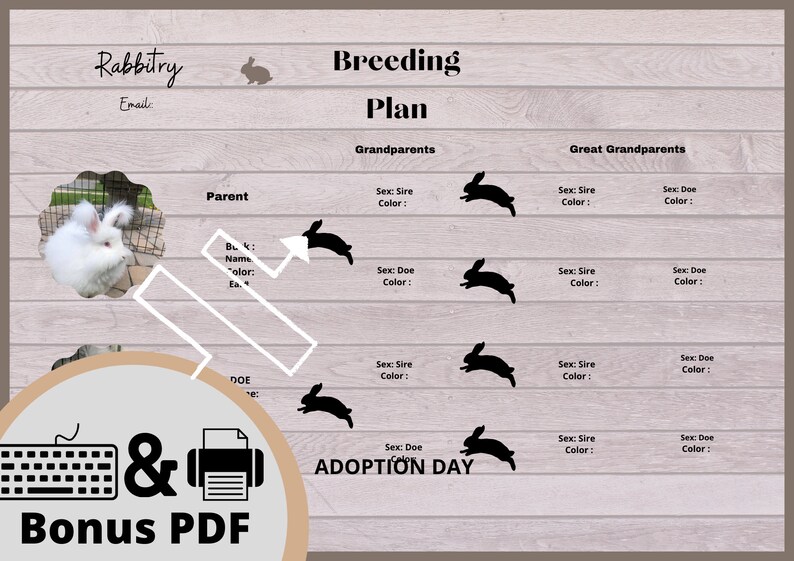 EDITABLE Custom Rabbit Breeding Plan, Complete Pedigreetemplates ...