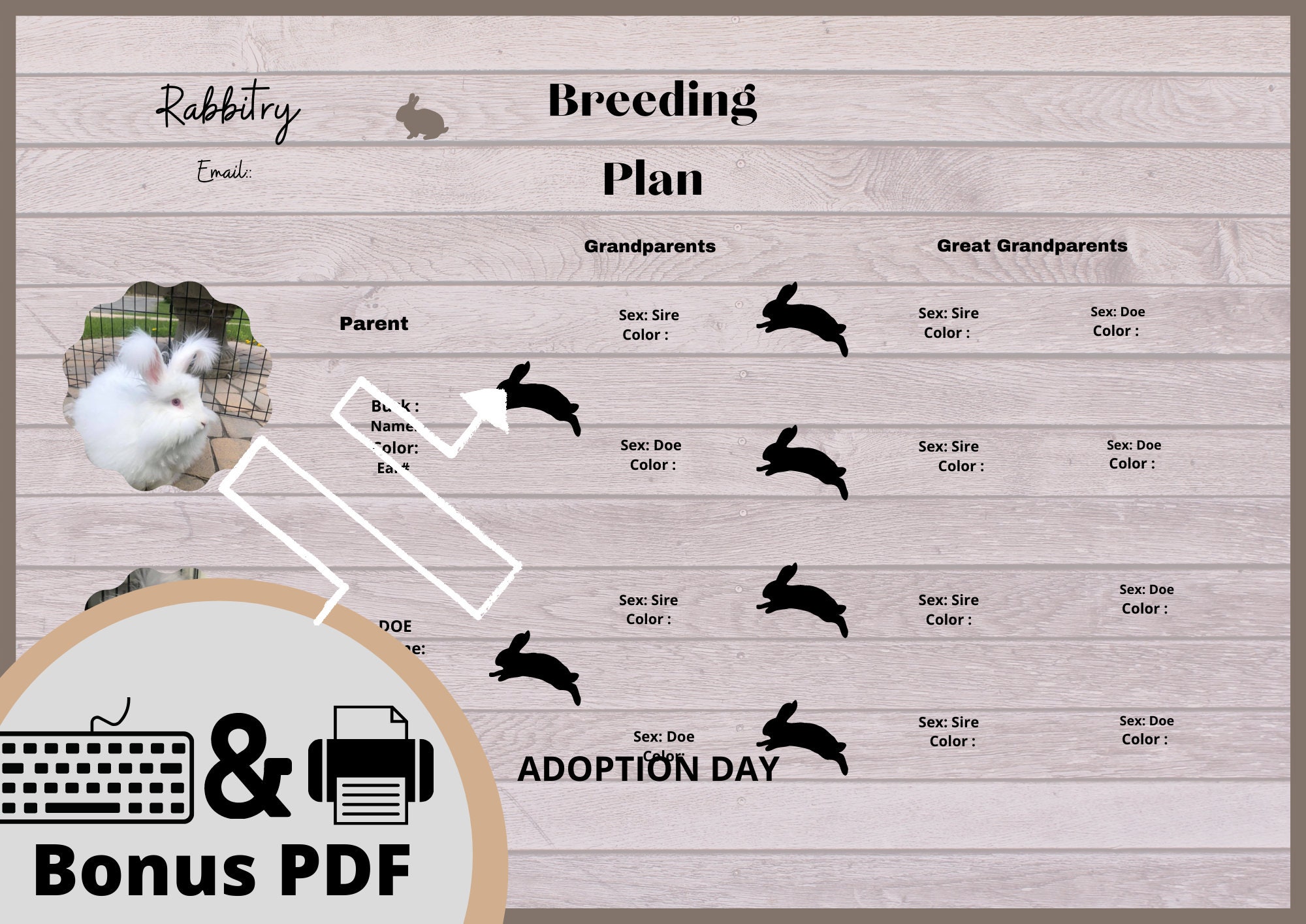 EDITABLE Custom Rabbit Breeding Plan, Complete Pedigreetemplates ...