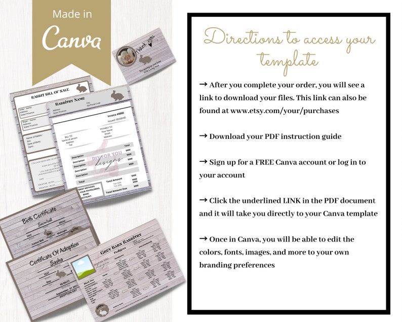 Editable Rabbitry Package Templates, Invoice, Bill of Sales, Pedigree ...
