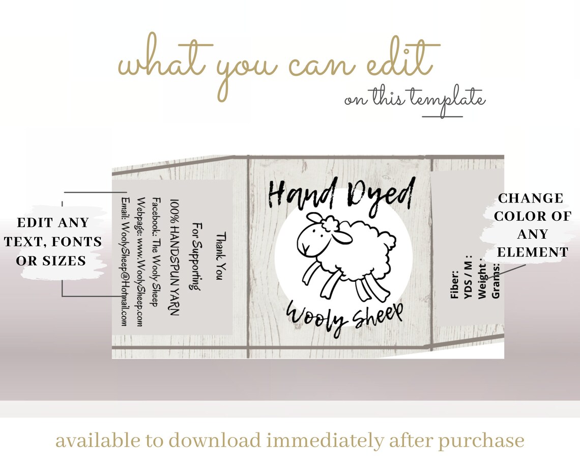 Editable Template Wool Package Logo, Yarn Label, Sheep, Wool Roving ...
