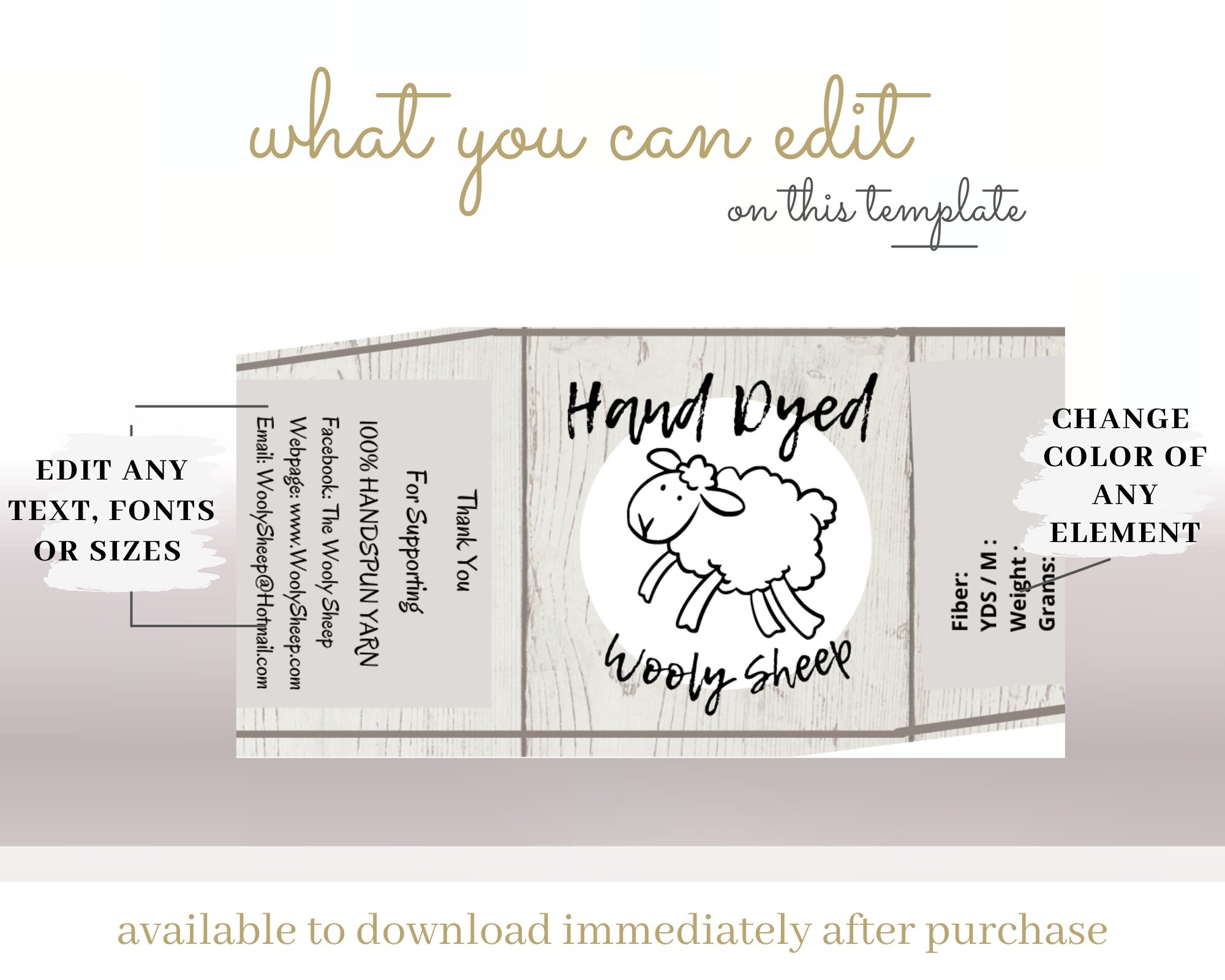 Editable Template Wool Package Logo, Yarn Label, Sheep, Wool Roving ...