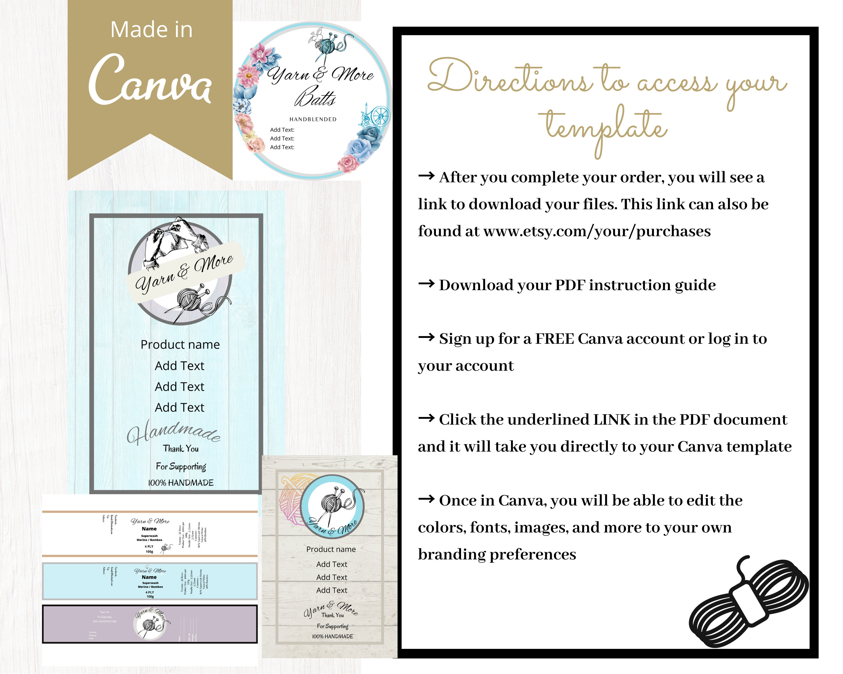 Editable Complete Yarn Business LOGO, LABEL, Set. Wool, Yarn, Roving ...