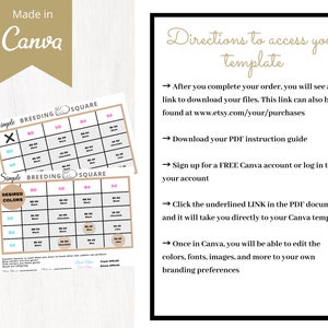 EDITABLE, Punnett Breeding Square, Template, Breeder Tools, Template ...