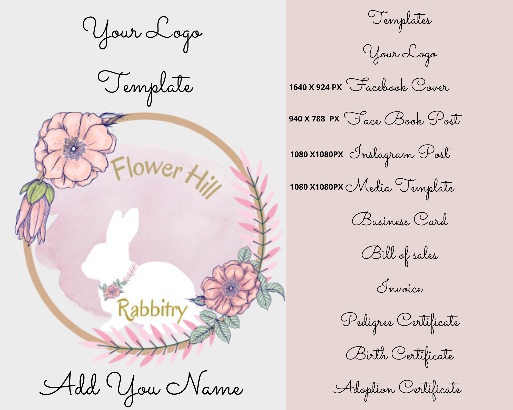 Editable Logo Rabbitry Package Templates,branding Kit , Logo, Pedigree ...