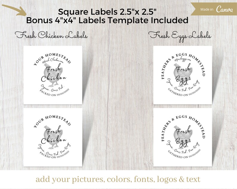 Editable Vintage Chicken Labels, Chicken Labels, Chicken Logo, Chicken ...