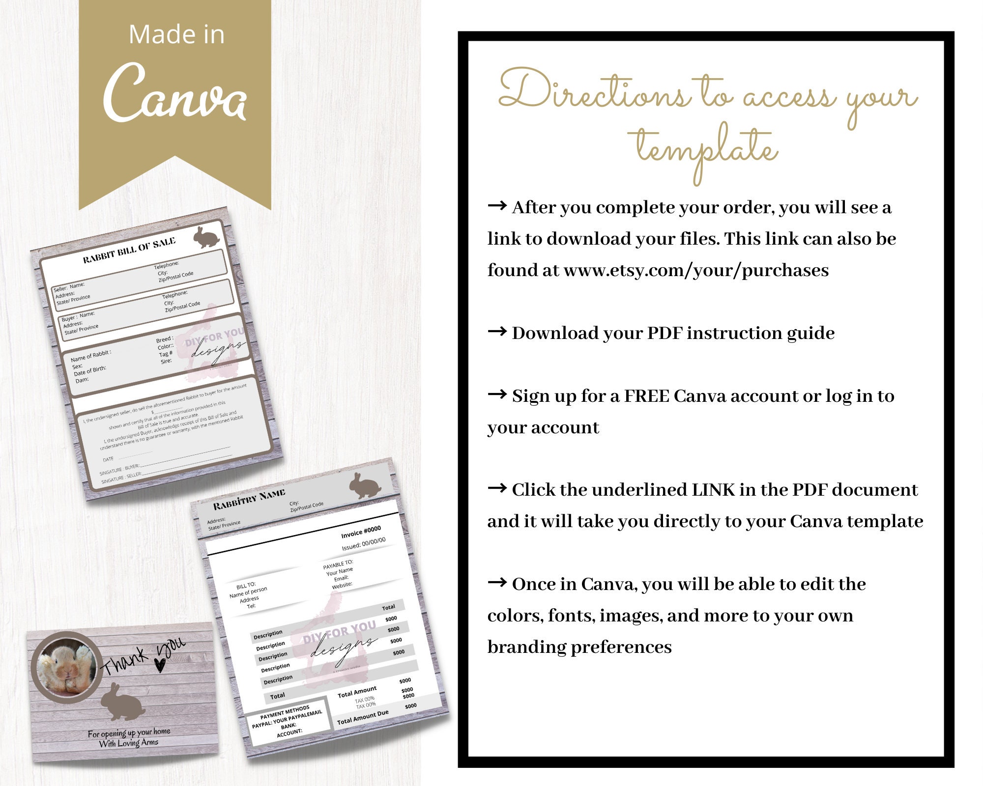 Editable Rabbitry Billing Package Templates, Breeders Package, Rabbitry ...