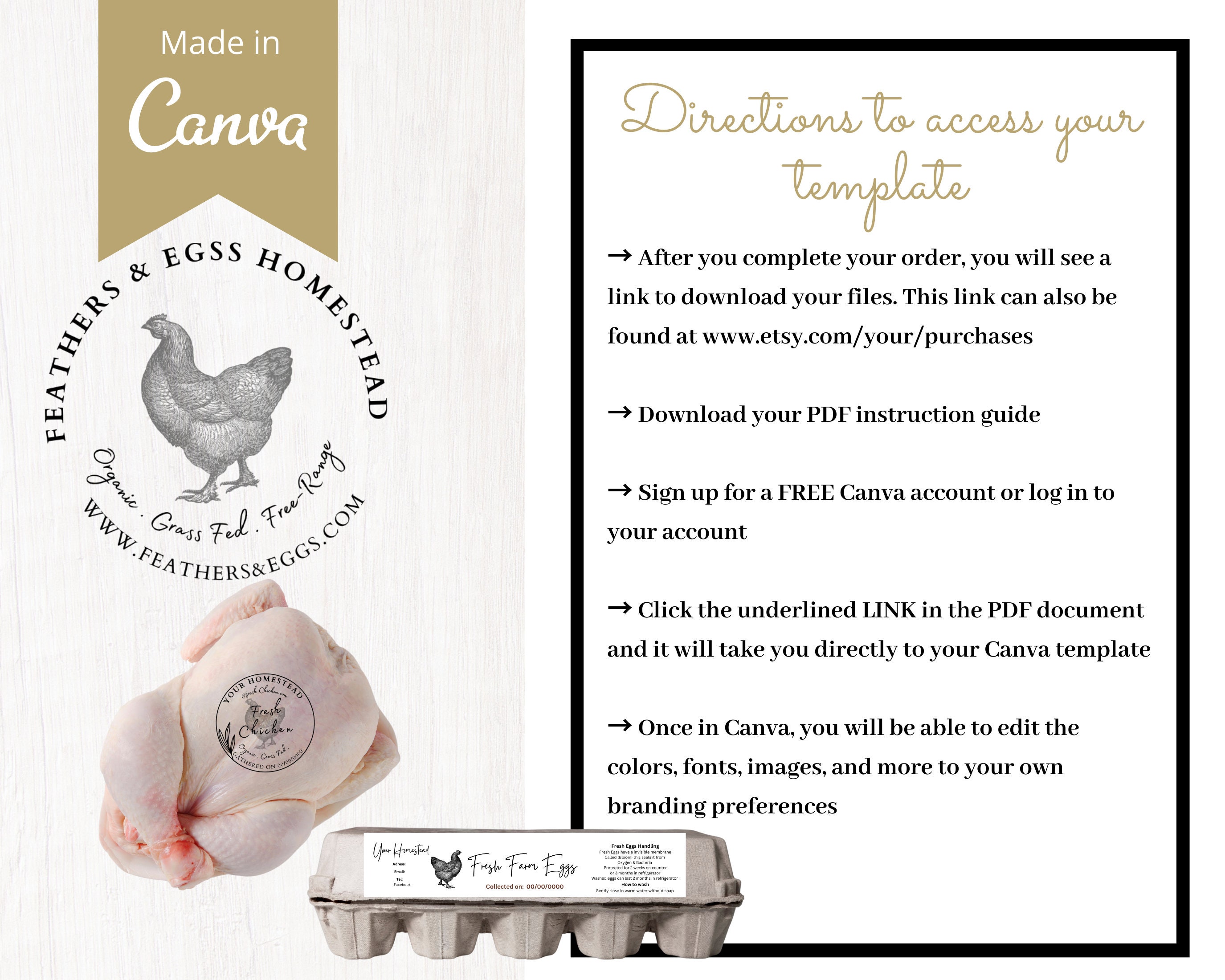 Editable Vintage Chicken Labels, Chicken Labels, Chicken Logo, Chicken ...