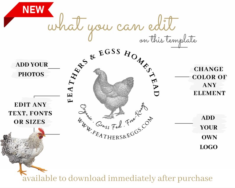 Editable Vintage Chicken Labels, Chicken Labels, Chicken Logo, Chicken ...