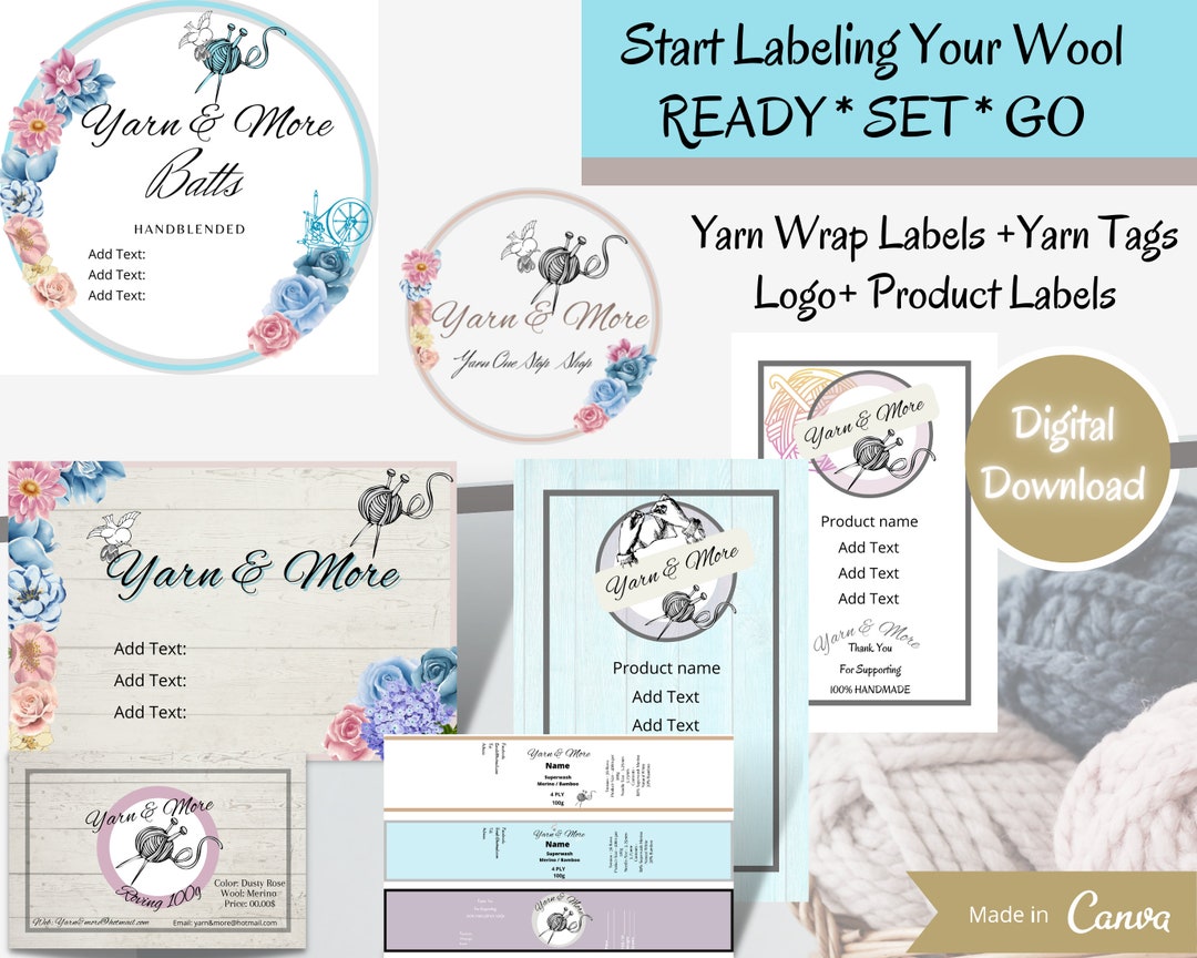 Editable Complete Yarn Business LOGO, LABEL, Set. Wool, Yarn, Roving ...