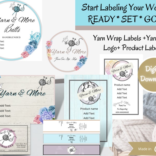 Editable Template Wool Package Logo, Yarn Label, Sheep, Wool Roving ...