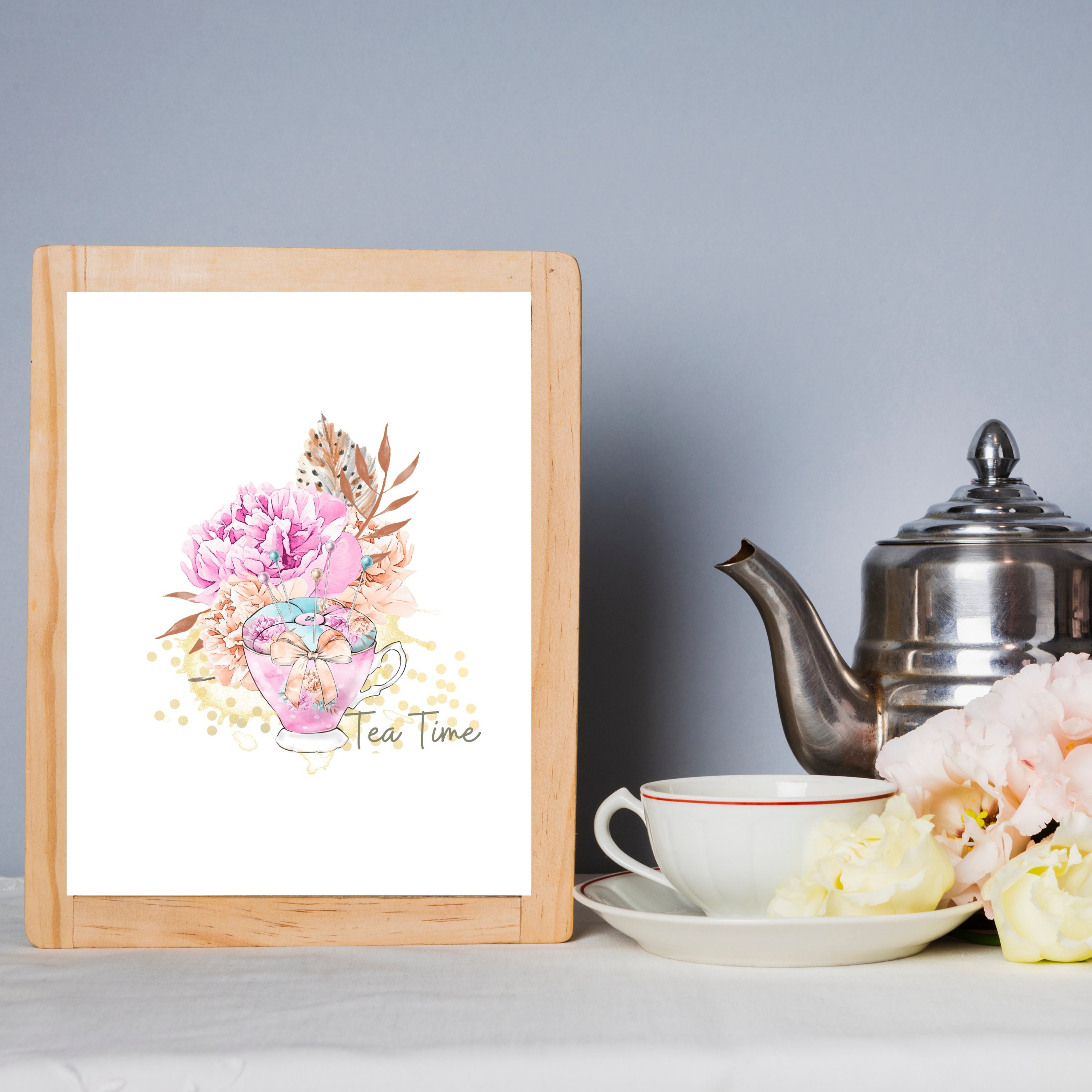 Tea Time Printable Wall Art Digital Download Tea Cup Sewing - Etsy