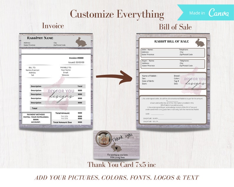 Editable Rabbitry Package Templates, Invoice, Bill of Sales, Pedigree ...