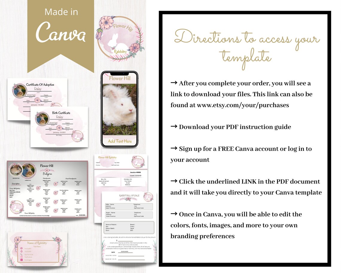 Editable Logo Rabbitry Package Templates,branding Kit , Logo, Pedigree ...