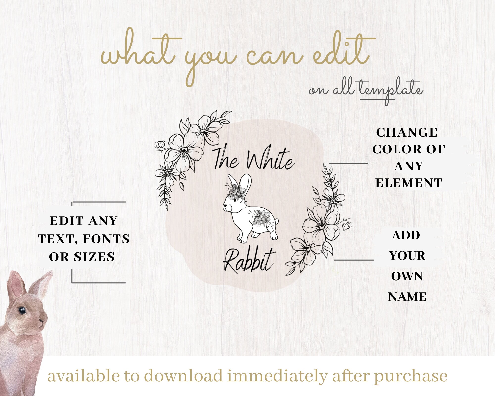 Editable Bunny Logo 9 Templates, Instant Download, Rabbit Logo ...