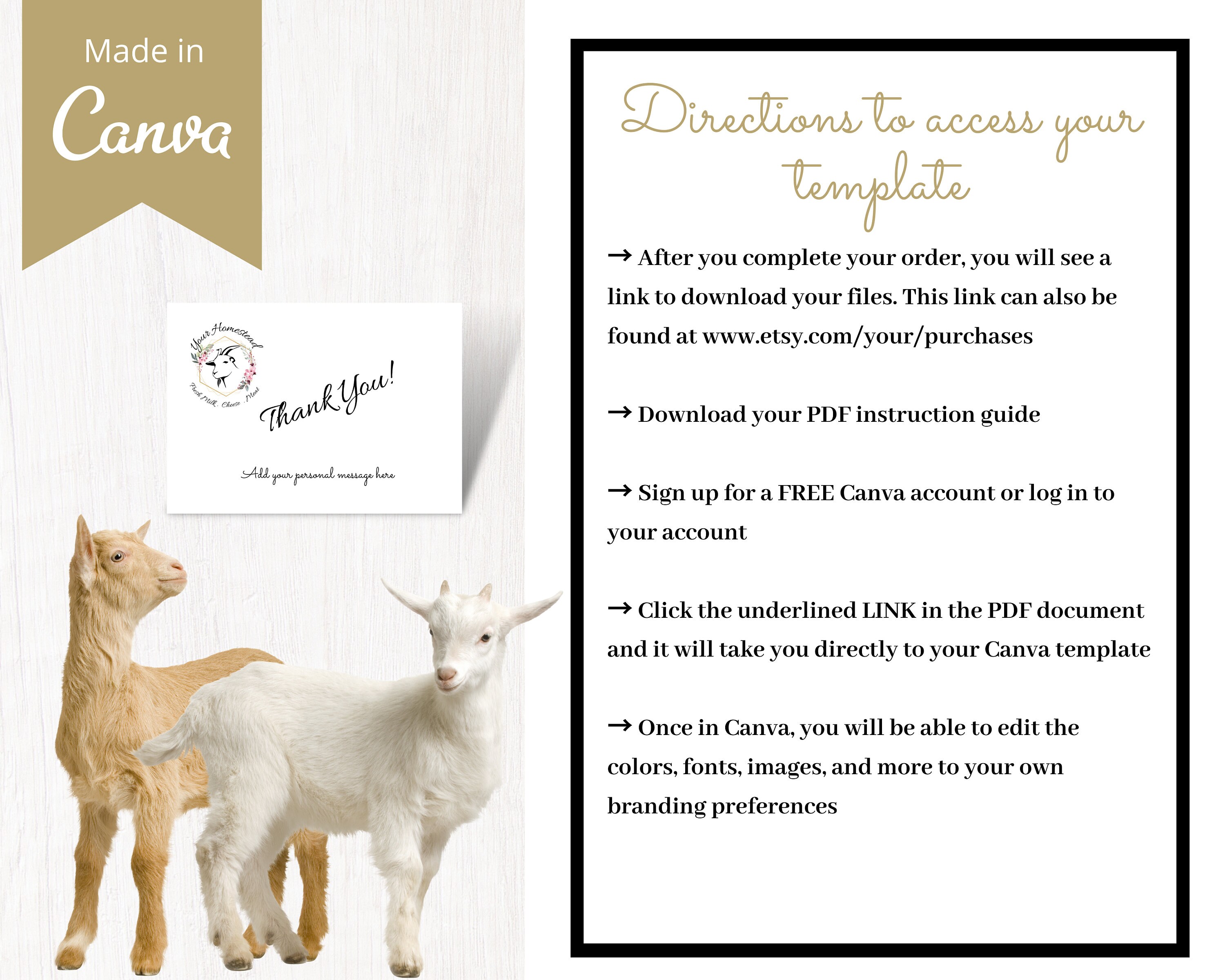 Editable Goat Logo Template, Free Thank You Card Template, Round Goat ...