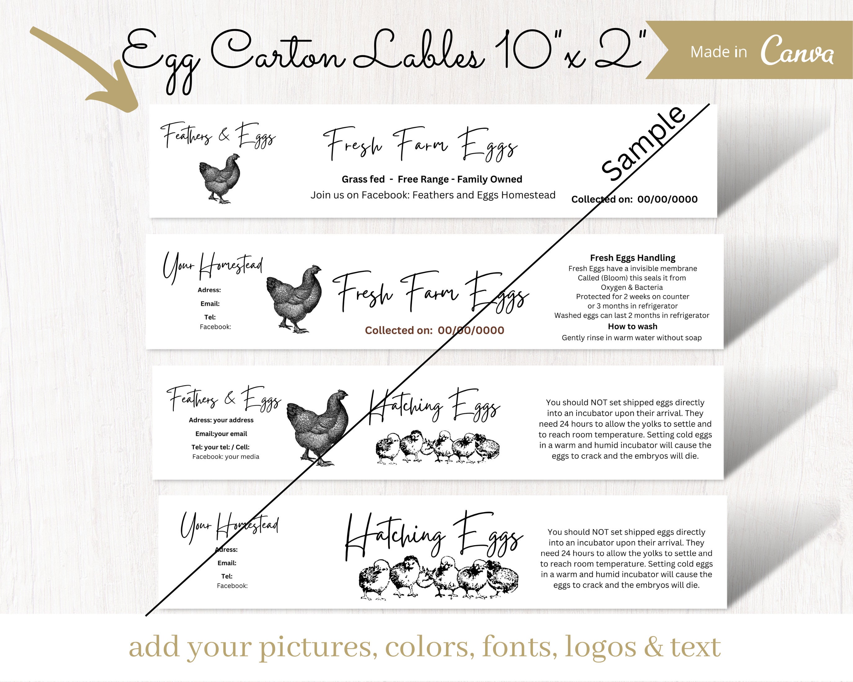 Editable Vintage Chicken Labels, Chicken Labels, Chicken Logo, Chicken ...