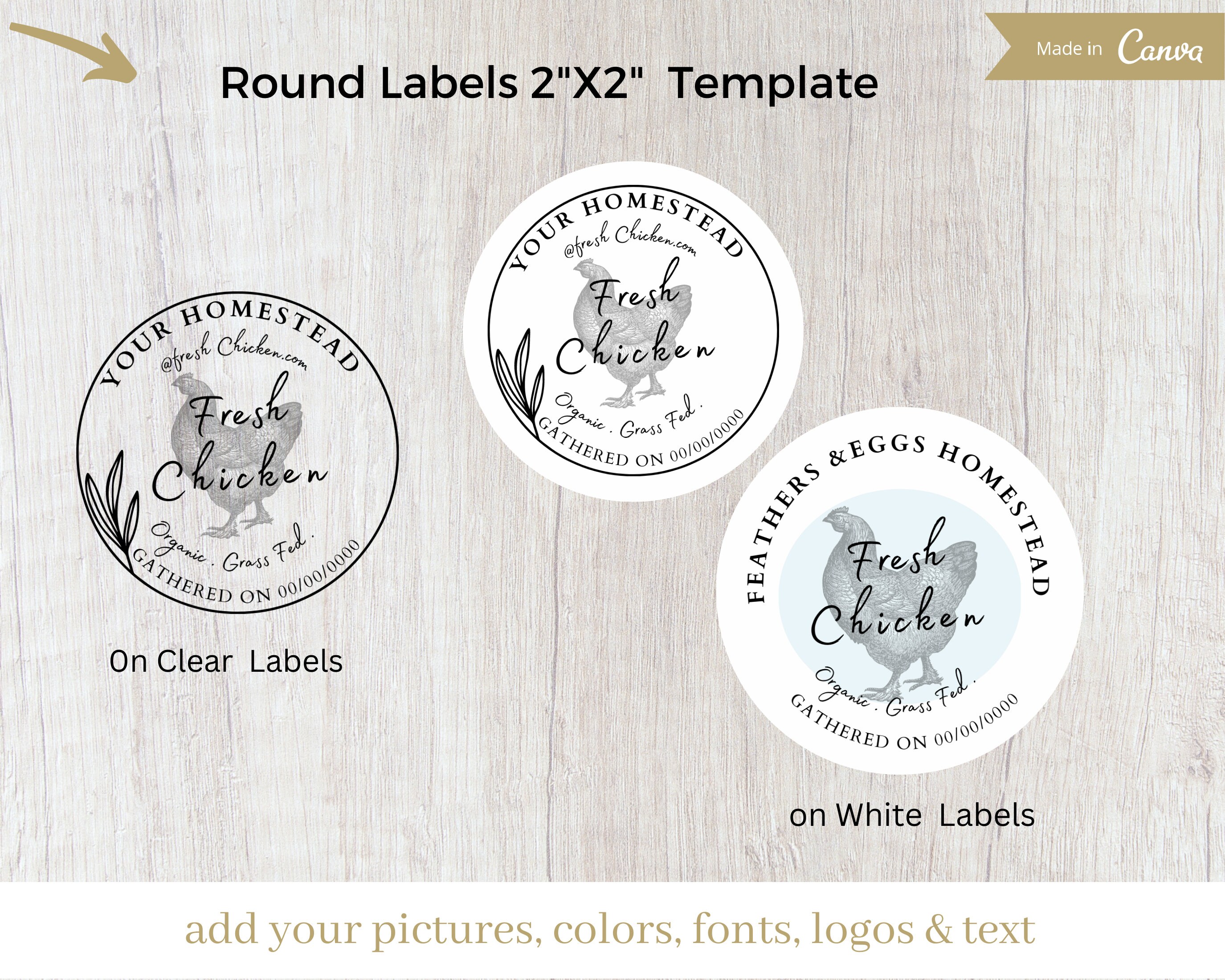 Editable Vintage Chicken Labels, Chicken Labels, Chicken Logo, Chicken ...