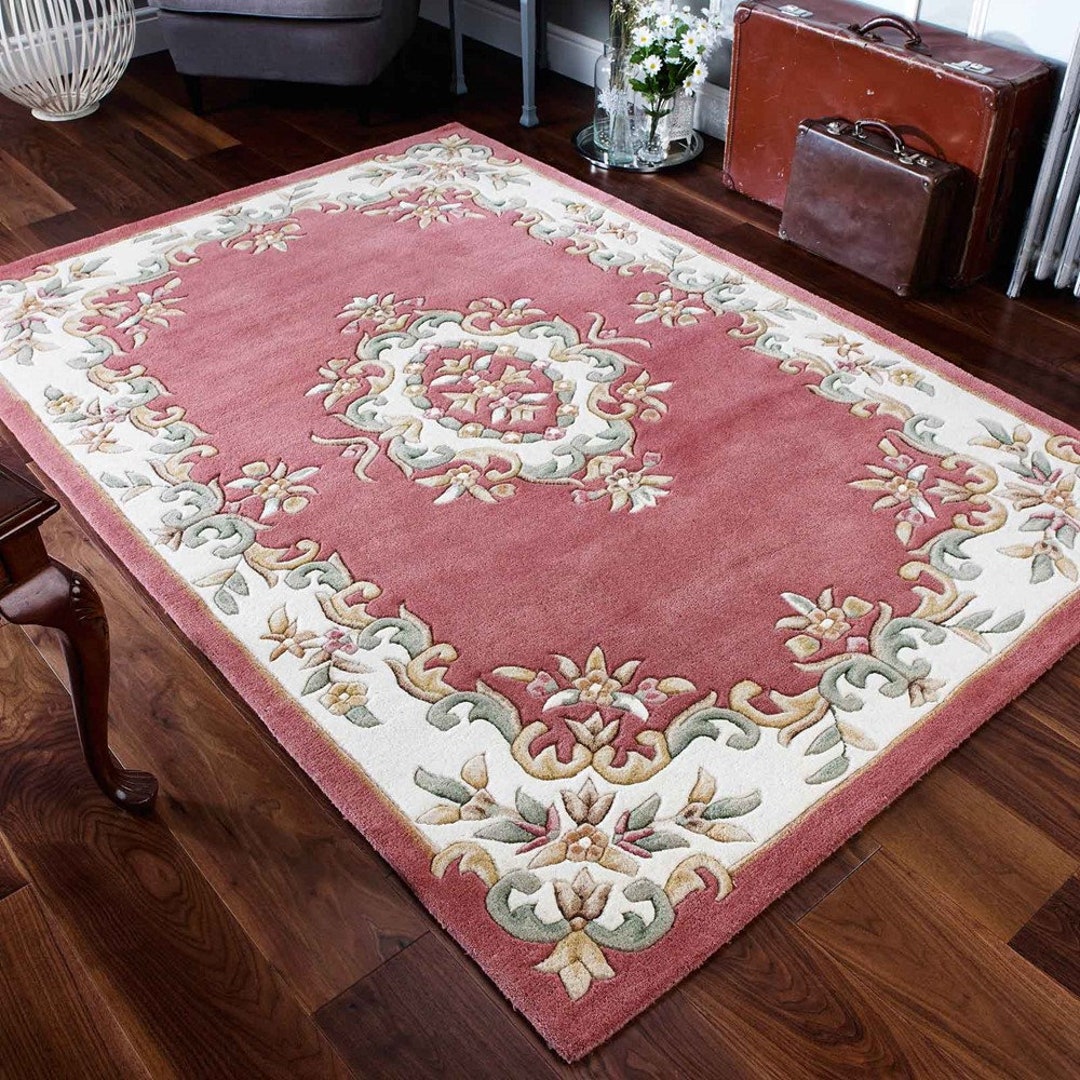 Royal Aubusson Traditional Wool Rug Rose - Etsy