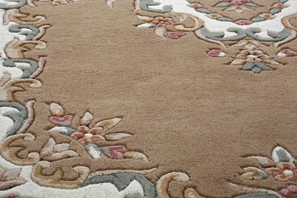 Royal Aubusson Traditional Wool Rug Beige - Etsy