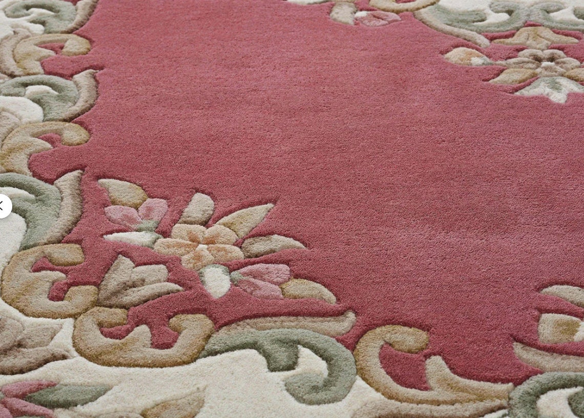 Royal Aubusson Traditional Wool Rug Rose - Etsy