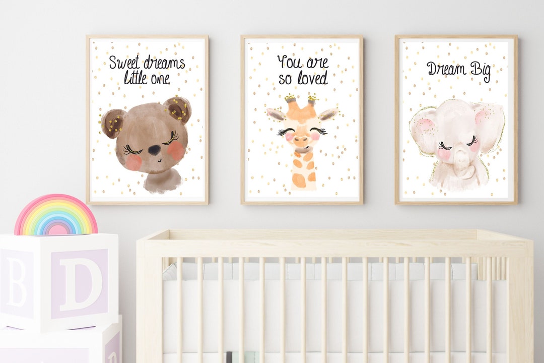 Posters Baby A4/A3 13x18 Bear, Giraffe, Elephant, Gift Idea Birth Child ...