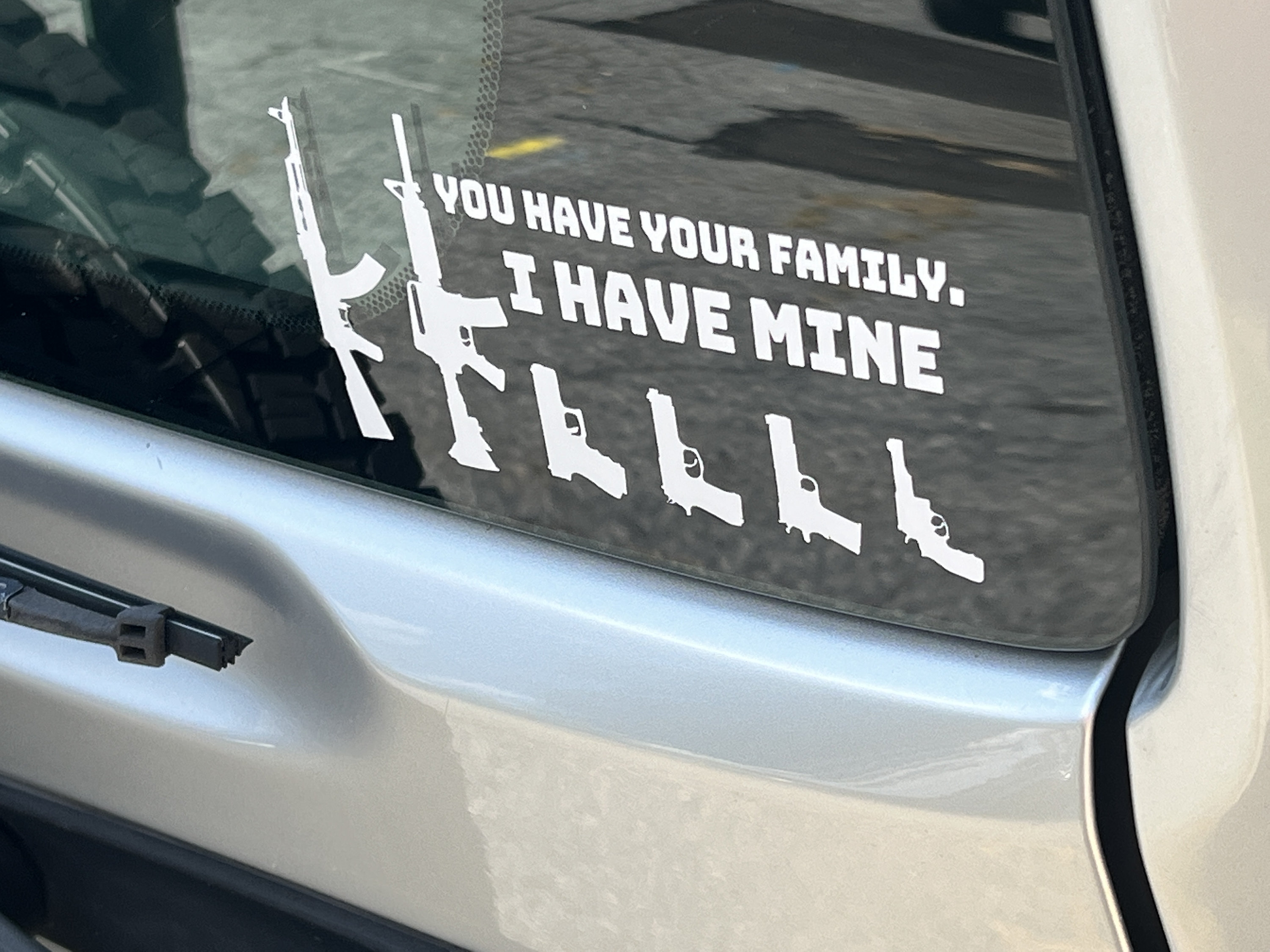 STICK FIGURE GUN Family Vinyl Decal Indoor & Outdoor Sticker Choose ...