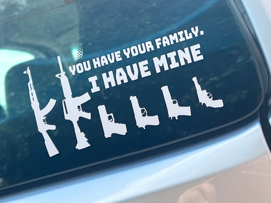 STICK FIGURE GUN Family Vinyl Decal Indoor & Outdoor Sticker Choose ...
